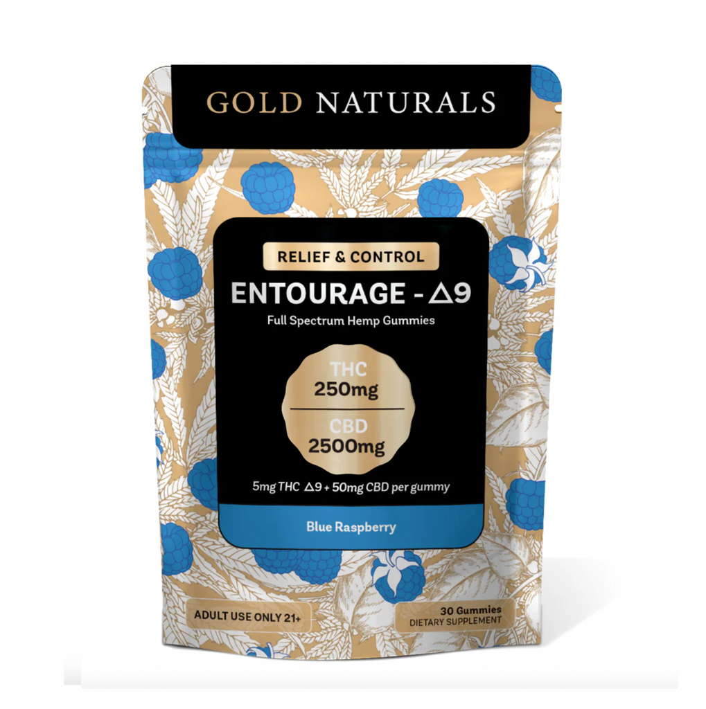 10mg Gold Naturals Blue Raspberry D9 Entourage Gummies - 2500mg ...